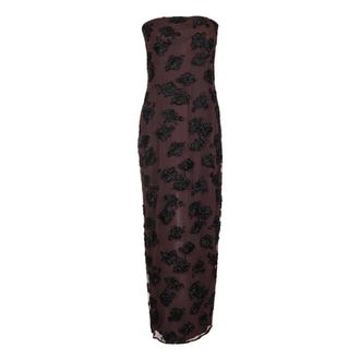 Rotate Rotate Birger Christensen, Femme, Robes, Brun, Taille: 38 FR Beaded Maxi Tube Dress