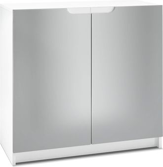 Vladon Sideboard Logan, Made in Germany, Kommode mit 2 Türen, Weiß matt/Hellgrau seidenmatt (82 x 78 x 37 cm)