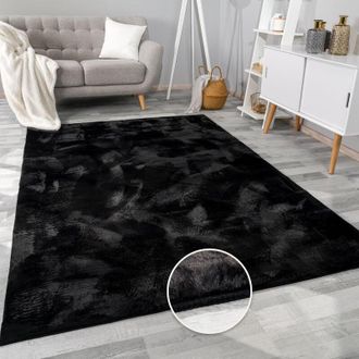 Paco Home Paco Home - Tapis Salon En Fausse Fourrure Pelucheux Hautes M&egrave;ches Doux Plusieurs Couleurs 200x290 cm, Noir