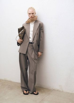 Mango Blazer costume laine m&eacute;lang&eacute;e marron moyen - Femme - XXS - MANGO