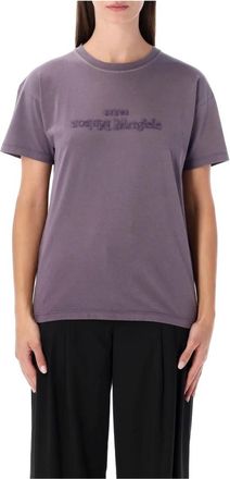 Maison Margiela Femme, Tops, Violet, Taille: 42 FR T-shirt avec logo inversé et quatre points