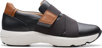 Clarks Damen Tivoli Strap Sneaker, Schwarzes Leder, 38 EU