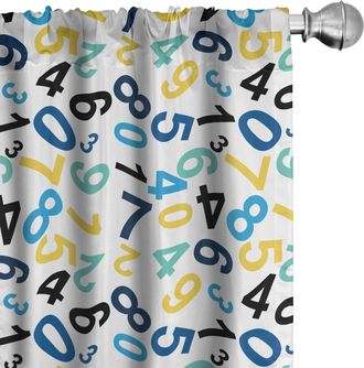 Abakuhaus Zahlen Vorh&auml;nge, Gardinen, Math Themed Entwurf, Fensterbehandlungen f&uuml;r Wohnzimmer Schlafzimmer Dekor, 2 St&uuml;ck 75 cm b x 245 cm h, Mehrfarbig