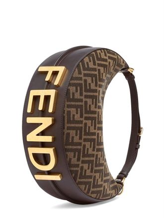 Fendi Womens Small Hobo Bag Fendigraphy Multicolour Polyester Handbags Hand