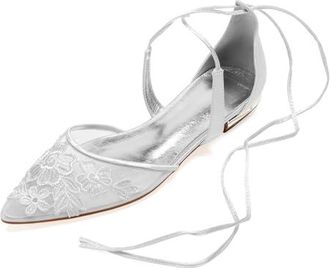 Generic Chaussures &Agrave; Talon Plate De Mariee Femme Chaussure Mari&eacute;e Mariage Robe Soir&eacute;e Confortable Plates 1.8Cm,Argent,43 EU