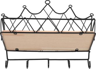 Garneck Wandmontiertes Aufbewahrungsregal Bohren Schwarzes Multifunktionales Hakenregal zur Platzsparenden Organisation von Kleidung und Heimdekoration