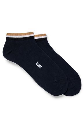 HUGO BOSS Sneakersocken BOSS 2P AS Uni stripe CC, Herren, Gr. 39-42, blau (dunkelblau 401), Baumwollmischung, Socken Sneakersocken, mit geringeltem Abschluss