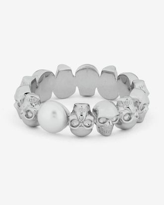 Alexander McQueen Skull and Pearl Ring - Item 836794J16PB1906
