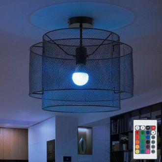 Globo Lighting Plafonnier métal plafonnier noir rond salle à manger lampe cage éclairage en forme de treillis, télécommande dimmable, rgb led 8.5W 806Lm