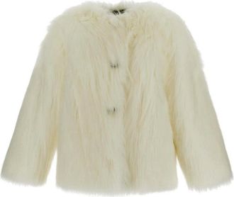 Dolce & Gabbana Femme, Vestes, Beige, Taille: 32 FR Manteau en fausse fourrure de renard