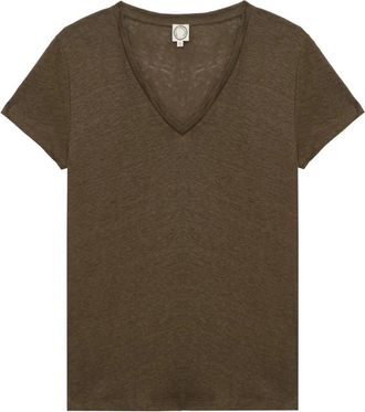 Ines De La Fressange Femme, Tops, Vert, Taille: 42 FR Apolline linen T-shirt