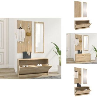 vidaXL Ensemble darmoires à chaussures 3-en-1 Chêne sonoma - Meuble à Chaussures - Rangements Chaussures - Armoire à Chaussures - Rangement Entrée - Porte