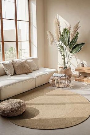 Hanse Home Jute Teppich Rangpur Rund - Natur Wohnzimmerteppich - Handgewebt & Natürlich - Boho Naturfaser Juteteppich für Wohnzimmer, Schlafzimmer, Esszimmer, Fl