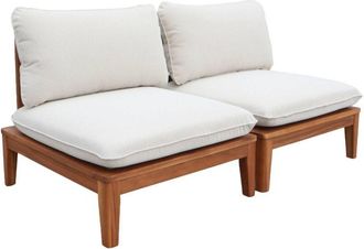 Sweeek Modulare Gartenbank aus Akazienholz Bezug mit Boucl&eacute;-Look