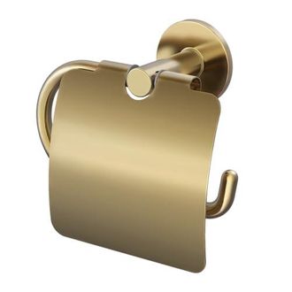 Lenz Papierhalter Juna in Gold - Mit Deckel - Wandmontage - Zum Bohren oder Kleben - Hochwertige Verarbeitung mit Anti-Fingerabdruck Oberfl&auml;che - 4113741