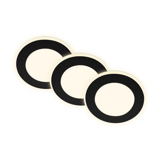 Briloner 3er Set LED Einbaustrahler 230V mit Nachtlichtfunktion, Fl&auml;chen und Ringe sep. schaltbar, Speicherfunktion, LED Spot, flach, Deckenspots, Einbauleucht