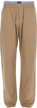 Msgm Double-Elastic Cotton Trousers - Beige