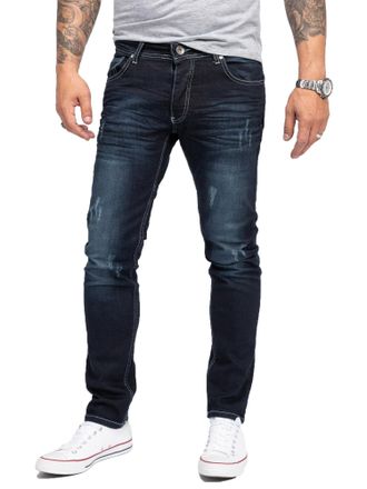 Rock Creek Designer Herren Jeans Hose Stretch Jeanshose Basic Slim Fit [RC-2118 - Night Blue - W36 L34]