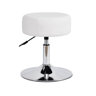 Duhome Tabouret Pivotant 360&deg; R&eacute;glable en Hauteur Tabouret de Maquillage Rond Si&egrave;ge Coiffeuse avec Rembourrage pour Chambre Bar Salon, Blanc