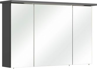 PELIPAL Velo/CESA III - 115 cm - Spiegelschrank, Kranz mit LED Beleuchtung, Anthrazit Dekor