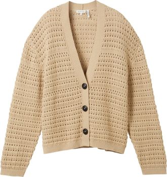 Tom Tailor Damen Cardigan mit Struktur, 11485 - Sandy Beige, L