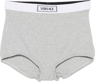 Versace Gerippter 90s Slip mit Logo-Bund - Grau