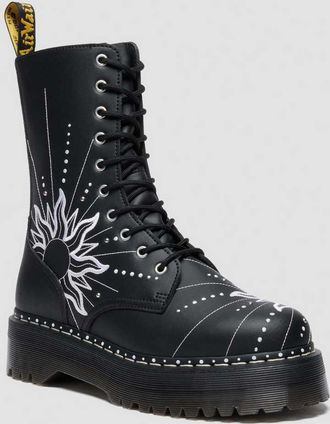 Dr. Martens Jadon Hi Solar Flare Reclaimed Leder Plateaustiefel Schuhe in Schwarz, Größe: 36