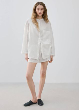 Mango Pyjamahemd mit Streifen wei&szlig; - Damen - S - MANGO