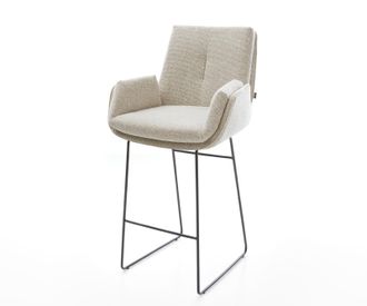 DELIFE Barstuhl Clea-Flex Webstoff Soft Beige Kufengestell Metall Schwarz, Barst&uuml;hle