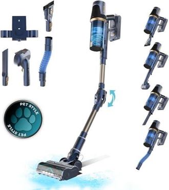 Cecotec Kabelloser Staubsauger Besen Conga Rockstar RS70 Pet Flex X-Treme. 150AW, 500W, 65 Minuten Laufzeit im Eco-Modus, Haustierhaar-Zubeh&ouml;r Flexibler Schla