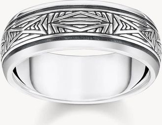 Thomas Sabo Silberfarbener Ring mit eingravierten Ornamenten