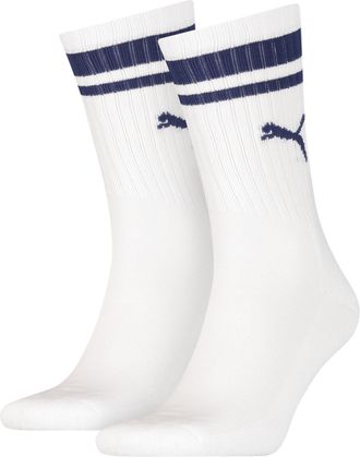 Puma Crew Heritage Stripe Socken Damen (2er-Pack), Kleidung, Wei&szlig;, 35-38