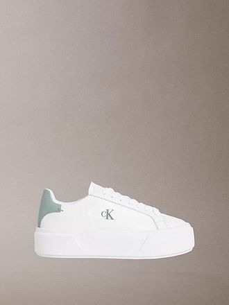 Calvin Klein Sienna - Plateau-logo-sneakers Aus Leder - Bright White/arctic - Damen - EU 36