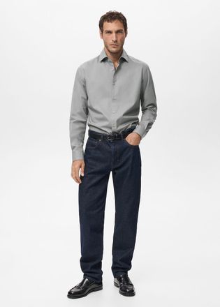 Mango Slim-Fit-Hemd aus Lyocell-Baumwolle grau - Herren - M - MANGO MAN