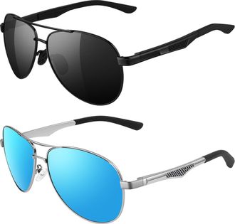 CGID Sonnenbrille Herren Pilotenbrille Polarisiert Ultraleichte AL-MG Metallrahmen Klassische Fliegerbrille UV400 Schutz CAT3 CE Fahren Angeln Laufen Outdo
