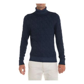 Gran Sasso Kabelgestrickter Rollkragenpullover Stone Washed - - Knitwear - Herren - Blau - 3XL