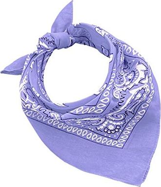 JOPHY & CO. Lot de 3, 5, 10 bandanas 100% coton pour femme, homme, enfant, couleur unie et/ou motif paisley, cod.A644, Lilas, Paisley, Set 10 pz