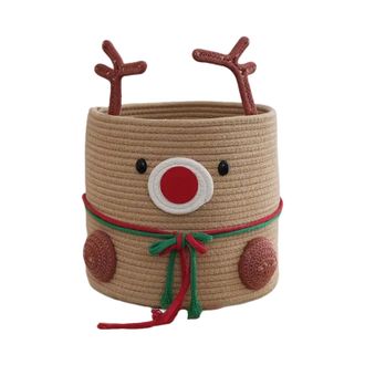 Generic Weihnachtlicher Hirschkorb, Aufbewahrungskorb, Rentier-Baumwollseil, faltbar, dekorative Aufbewahrungsboxen, Organizer-Tasche f&uuml;r, Schrank, Wohnzimmer