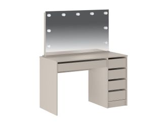 Vente-Unique Frisiertisch mit LED-Spiegel - 5 Schubladen - Beige - JENEMI