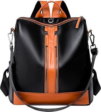 Generic Sac &agrave; dos en cuir assorti avec fermeture &eacute;clair pour &eacute;tudiant 15, Noir, taille unique