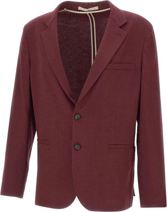 Paolo Pecora Homme, Vestes, Rouge, Taille: XS Veste Blazer en Lin M&eacute;lang&eacute;