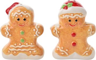 Widdop and Co Widdop Lebkuchen Weihnachten Salz- und Pfefferstreuer - Festliches Lebkuchenmann-Frau-Design aus Keramik - Saisongeschirr und K&uuml;chenzubeh&ouml;r