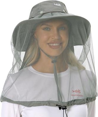 Bassdash UPF 50+ Moustique Chapeau de Soleil avec Filet de Tête Caché et Rabat de Cou pour Hommes Femmes Pêche en Plein Air Randonnée Camping