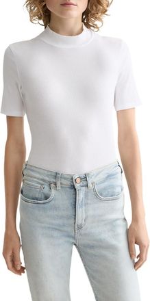 Scotch & Soda Damen Core Mock Neck Rib T-Shirt, Wei&szlig; 100, M