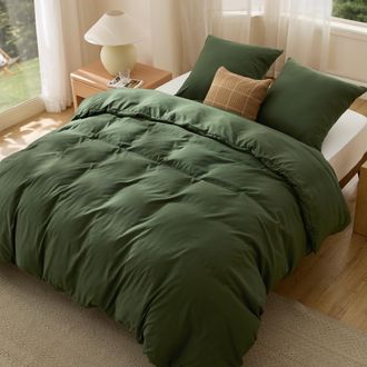 Bedsure Bettw&auml;sche 260x240 3teilig Grauolivgr&uuml;n - 1 Bettbezug 260x220 cm + 2 Kissenbez&uuml;ge 65X65 cm, &Ouml;KO-TEX Bettw&auml;sche-Sets Gr&uuml;n Polyester Mikrofaser mit Rei&szlig;