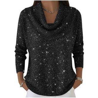 Generic Pull tricoté décontracté et léger à col bénitier pour femme - Automne et hiver - Manches longues - Extensible et confortable, Noir-a, XL