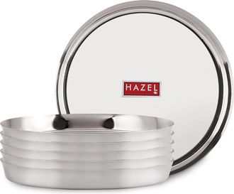 Hazel Edelstahl mit gl&auml;nzendem Spiegel-Finish Servierteller f&uuml;r Abendessen und Mittagessen | wiederverwendbare Metallteller zum Servieren | unzerbrechliche 