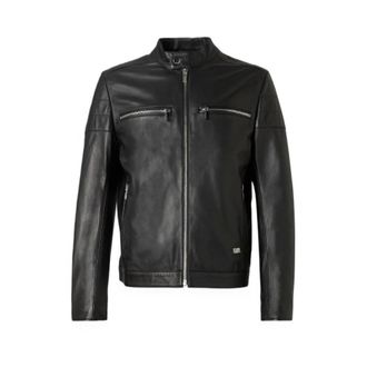 Karl Lagerfeld Homme, Vestes, Noir, Taille: L Veste en cuir avec d&eacute;tails argent&eacute;s