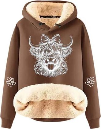 Generic Vestes dhiver pour femmes en laine &eacute;paisse chaude couleur unie laine dagneau sweat &agrave; capuche 2026, marron, 4XL