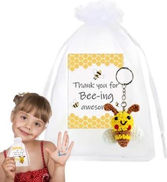 Generic Huxibai Lot De Porte-Cl&eacute;s Abeilles,Coffret de Cartes Motivantes avec Porte-Cl&eacute;s | Porte-Cl&eacute;s D&eacute;coratifs Festifs, Fournitures de Cadeaux pour Employ&eacute;s 